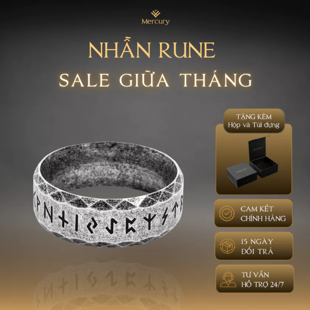 Nhẫn nam Mercury cổ ngữ Rune - Trang sức, phụ kiện thời trang - Thiết ...