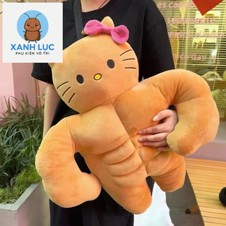 (Rẻ Vô Địch) Mèo kitty sáu múi 35cm nhồi bông lực sĩ bông mềm đáng yêu ...