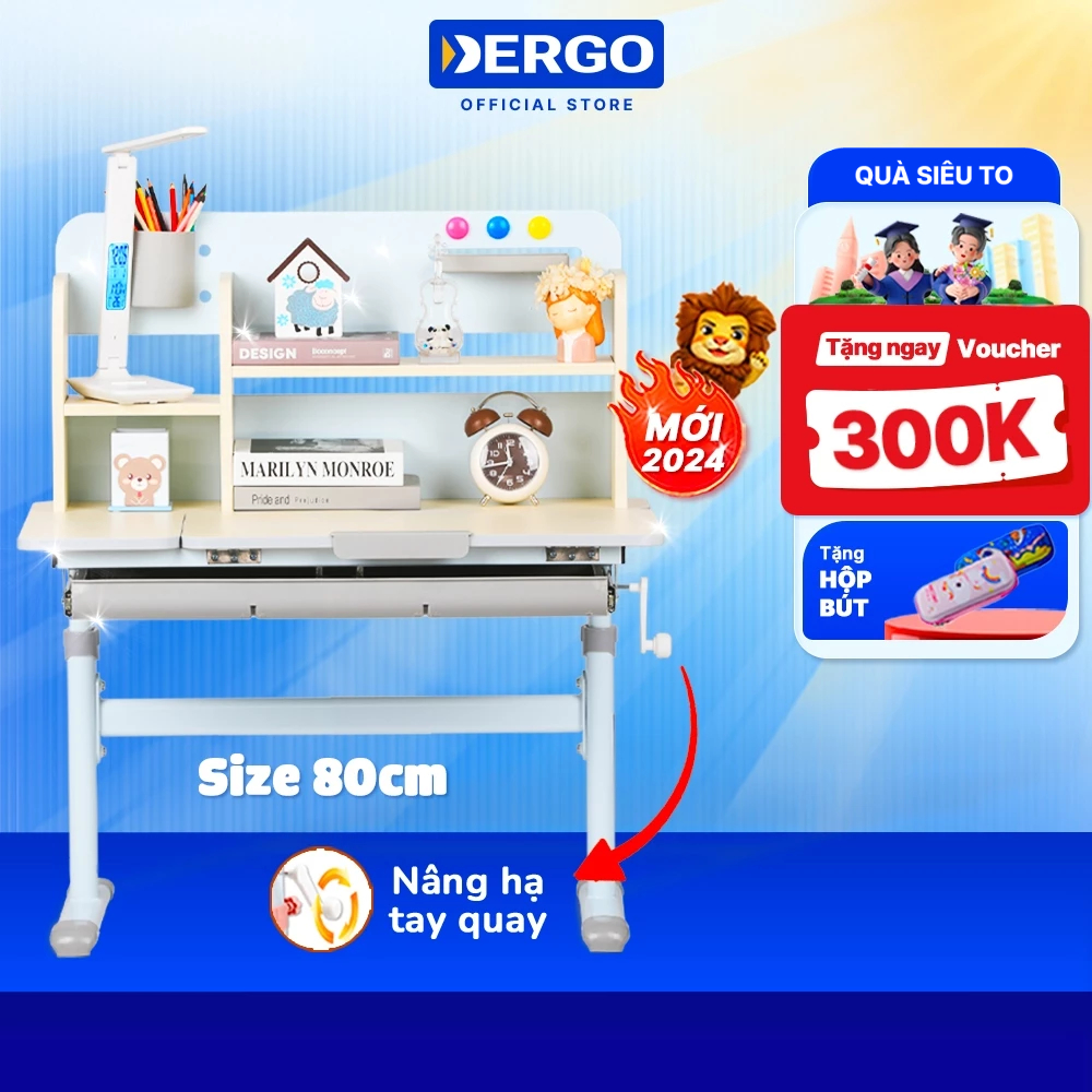 Bàn Học Cho Bé DERGO LEO A80 Kích Thước 80cm Chống Gù Chống Cận Nâng Hạ Tay Quay | Shopee Việt Nam