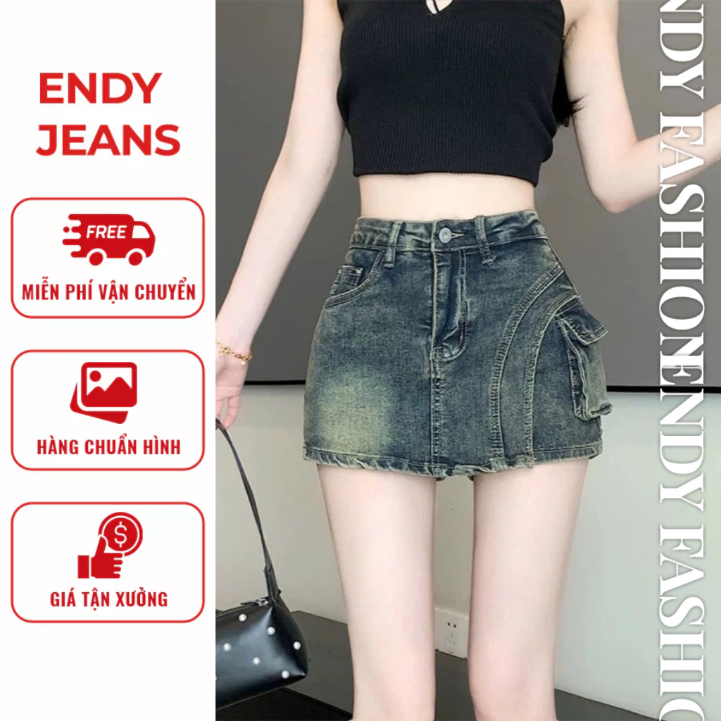 Quần Short Nữ Giả Váy Jean Cạp Cao Túi Hộp, Quần Đùi Bò Nữ Phong Cách Thời Trang ED34 | Shopee ...
