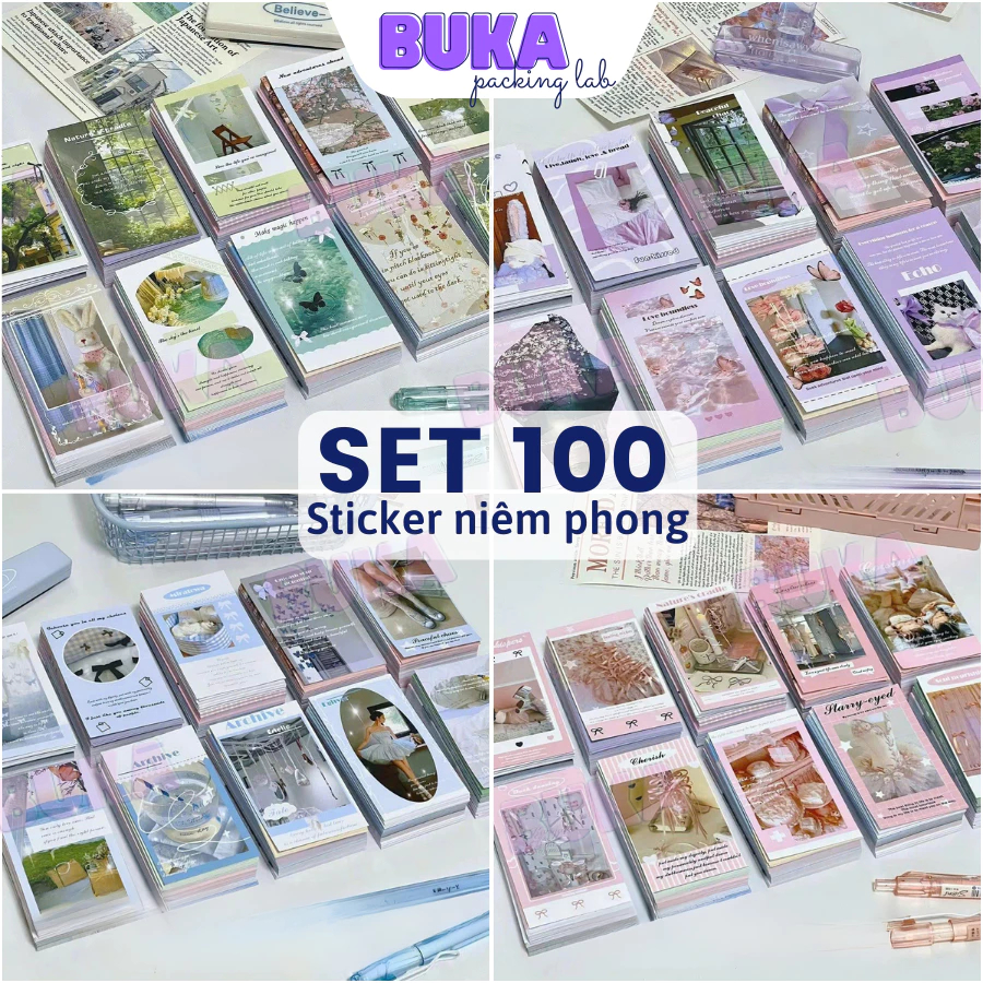 Combo 30 50 100 Tấm Sticker Niêm Phong Gói Hàng Dễ Thương Dán Gói Card ...