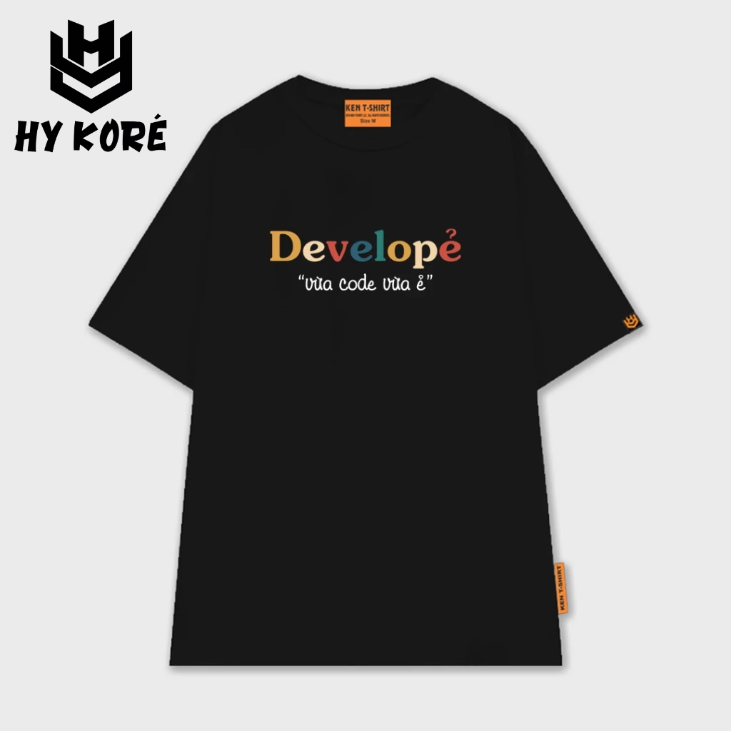 Áo thun Phom Rộng Tay Lỡ HY KOREA Developer 2867 Vải cotton 75% Unisex. | Shopee Việt Nam
