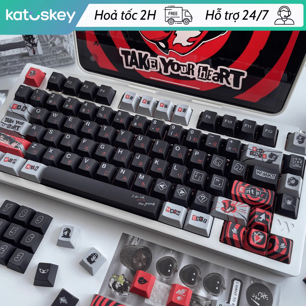 Keycap Persona 5 Royal, PBT Dyesub Dày Dặn Bền Bỉ, Cherry Profile, Cho ...