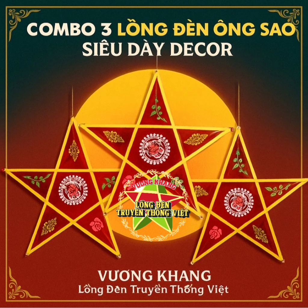 Combo 3 Đèn Ông Sao Siêu Dày Không Vòng Tròn Decor Quán Tiệm Nhà Hàng ...