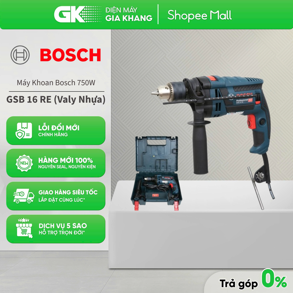 (06012281K1) Máy Khoan Bosch GSB 16 RE (Valy Nhựa) [Toàn Quốc] | Shopee ...