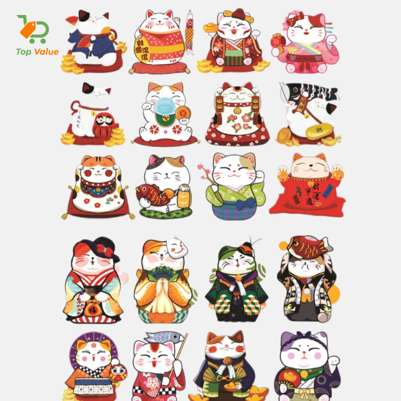 [Top Value] Set 60 Sticker TR1-14055-597 Mèo Thần Tài Mèo Maneki Neko ...