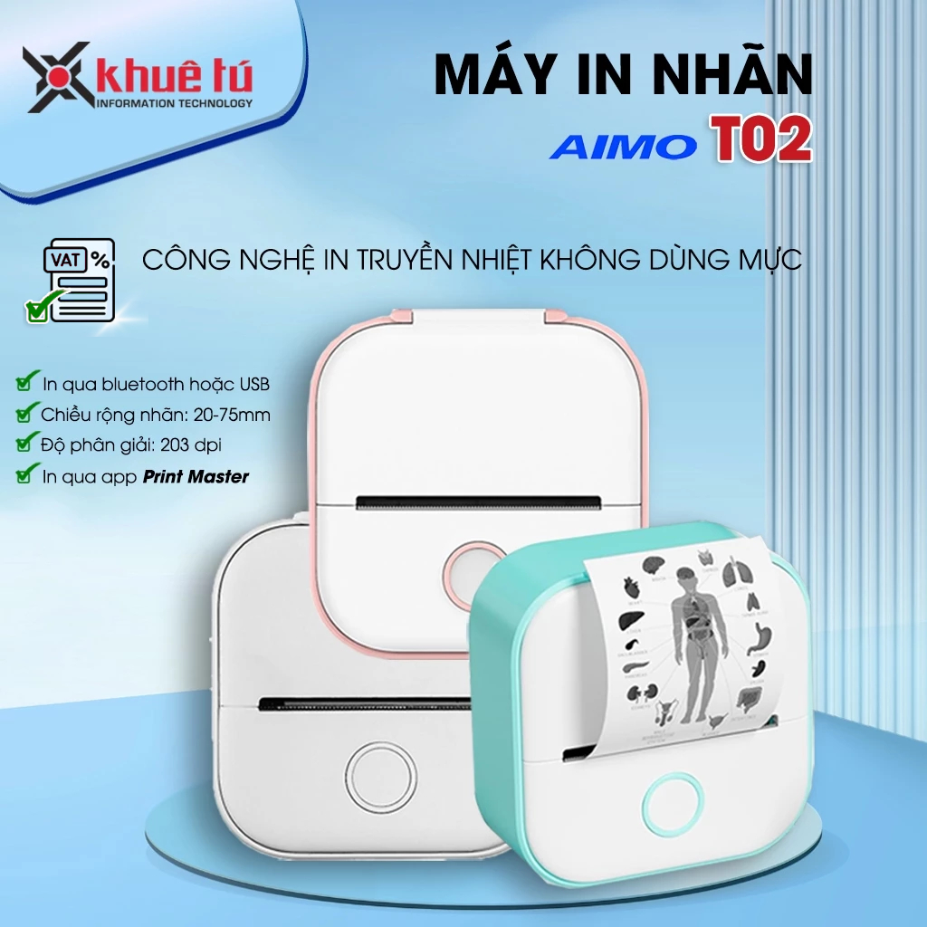 Máy In Nhiệt Nhỏ Gọn, Dễ Thương Aimo T02 - In hình ảnh, ghi chú học tập ...