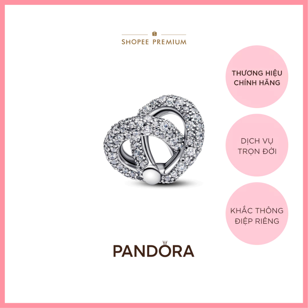 Charm Bạc Trái Tim Vô Cực Đan Xen Đính Đá | Shopee Việt Nam