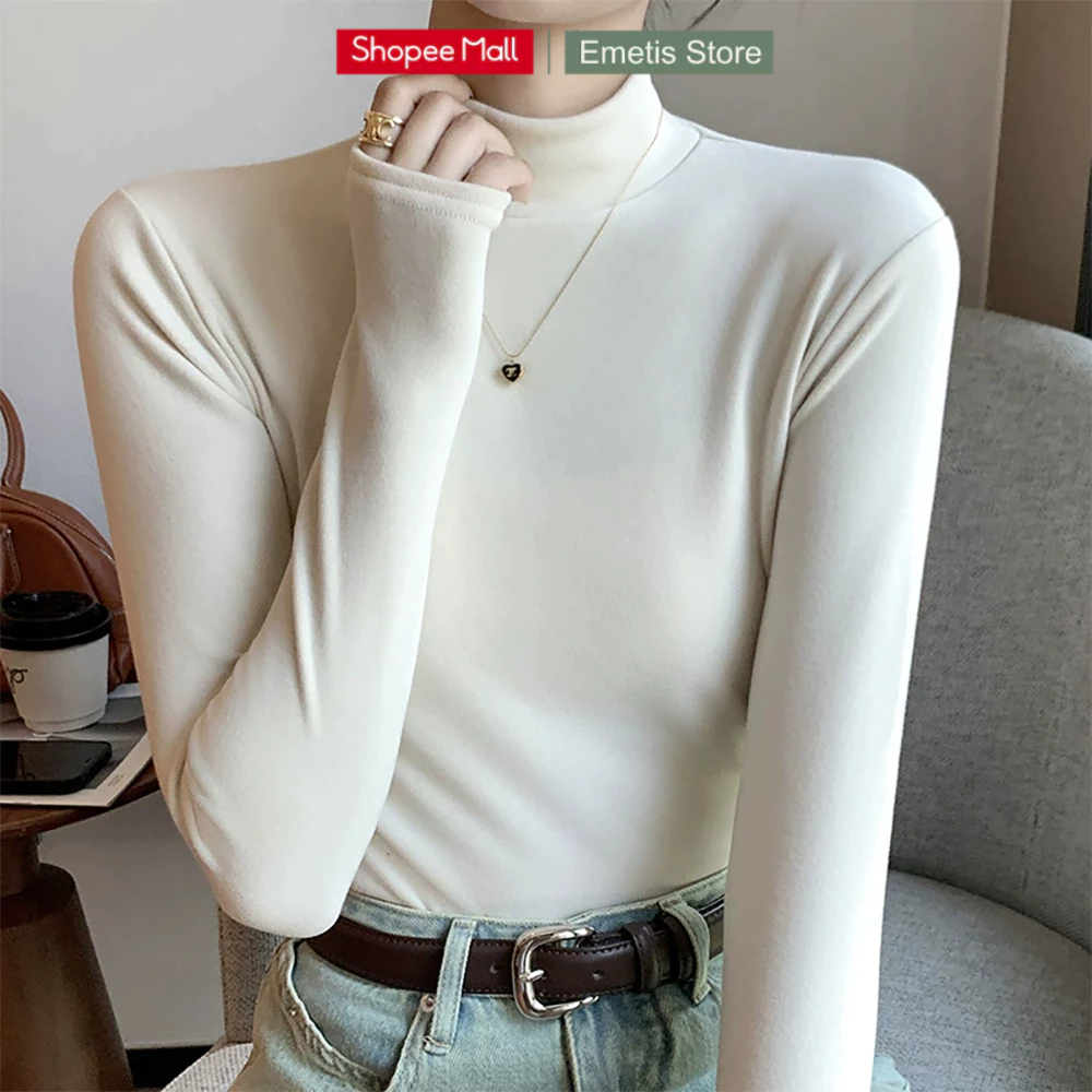 Áo thun giữ nhiệt nữ lót nỉ EMETIS H319 co giãn 4 chiều phong cách HÀN ...