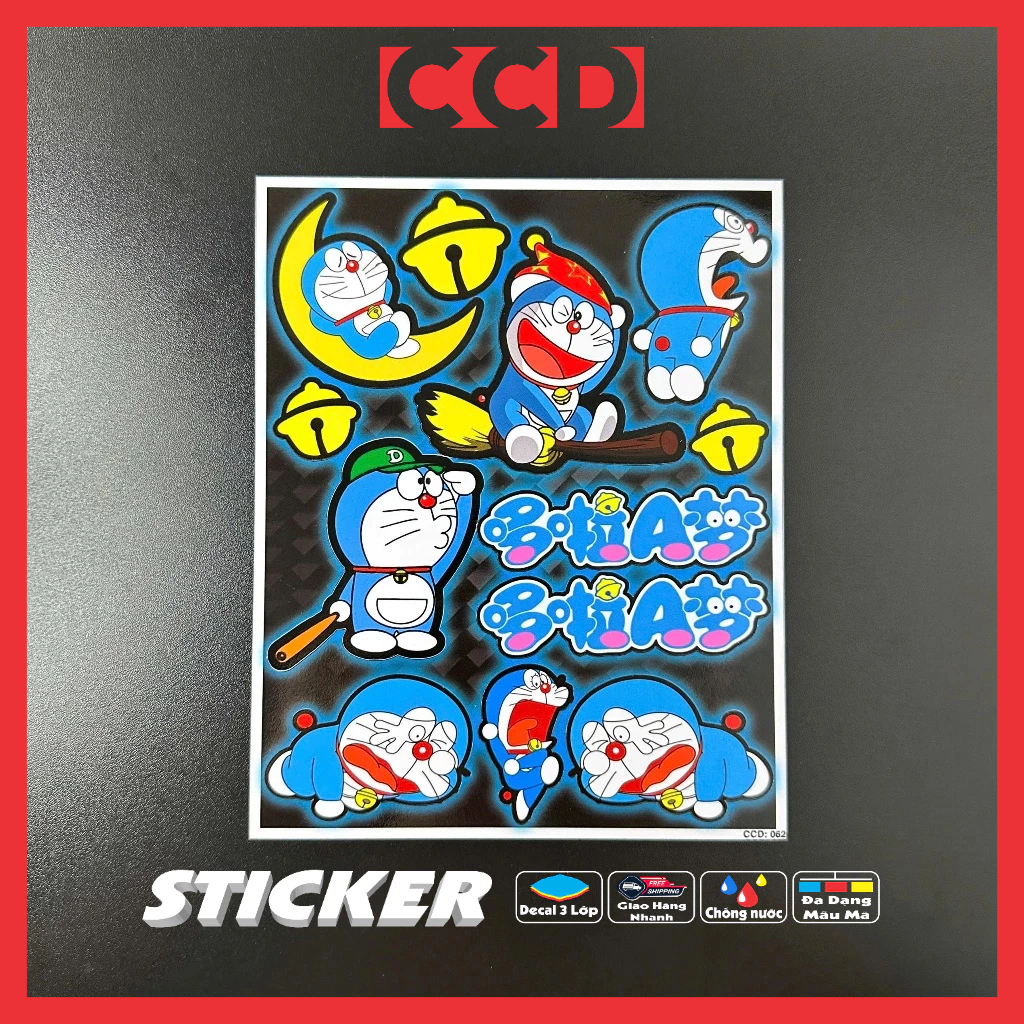 [CCD062] Tem Decal Sticker Doraemon Dán Xe Chống Nước Không Bay Màu ...