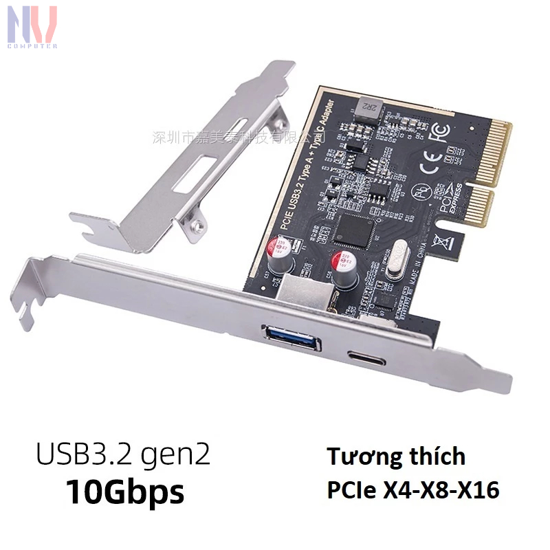 Card Mở Rộng PCIe USB 3.2 Gen2 Type C + Type A 10Gbps Không Nguồn Phụ ...