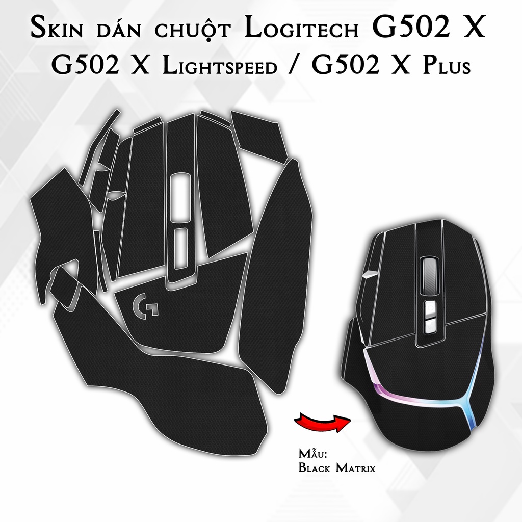 Skin dán chuột Logitech G502X mẫu Black Matrix | Miếng dán Film 3M ...