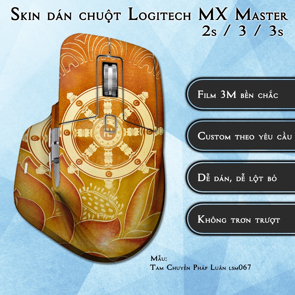 Skin dán chuột Logitech MX Master 2s / 3 / 3s mẫu Tam Chuyển Pháp Luân ...