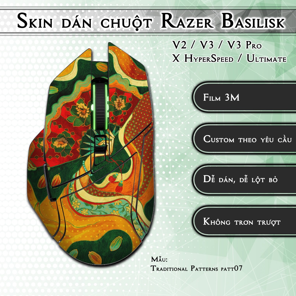 Skin dán chuột Razer Basilisk mẫu Traditional Patterns patt07 | Miếng ...