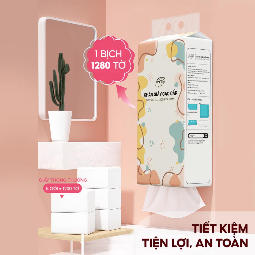 [SALE] Giấy vệ sinh rút Top Gia 1 bịch 1280 tờ treo tường cao cấp tiện lợi, siêu dai, mềm mại ...