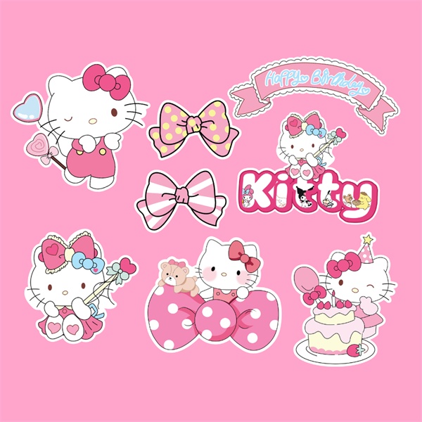 Trang trí bánh SP072168 Set que giấy - HPBD mèo hello kitty ĐŨA THẦN ...