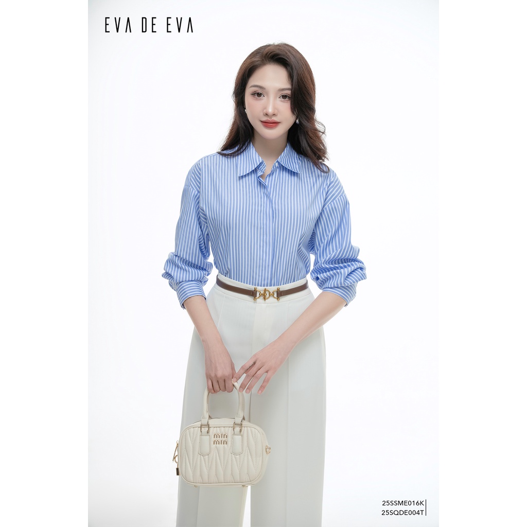 Áo sơ mi nữ kẻ tay dài Eva de Eva 25SSME016K | Shopee Việt Nam