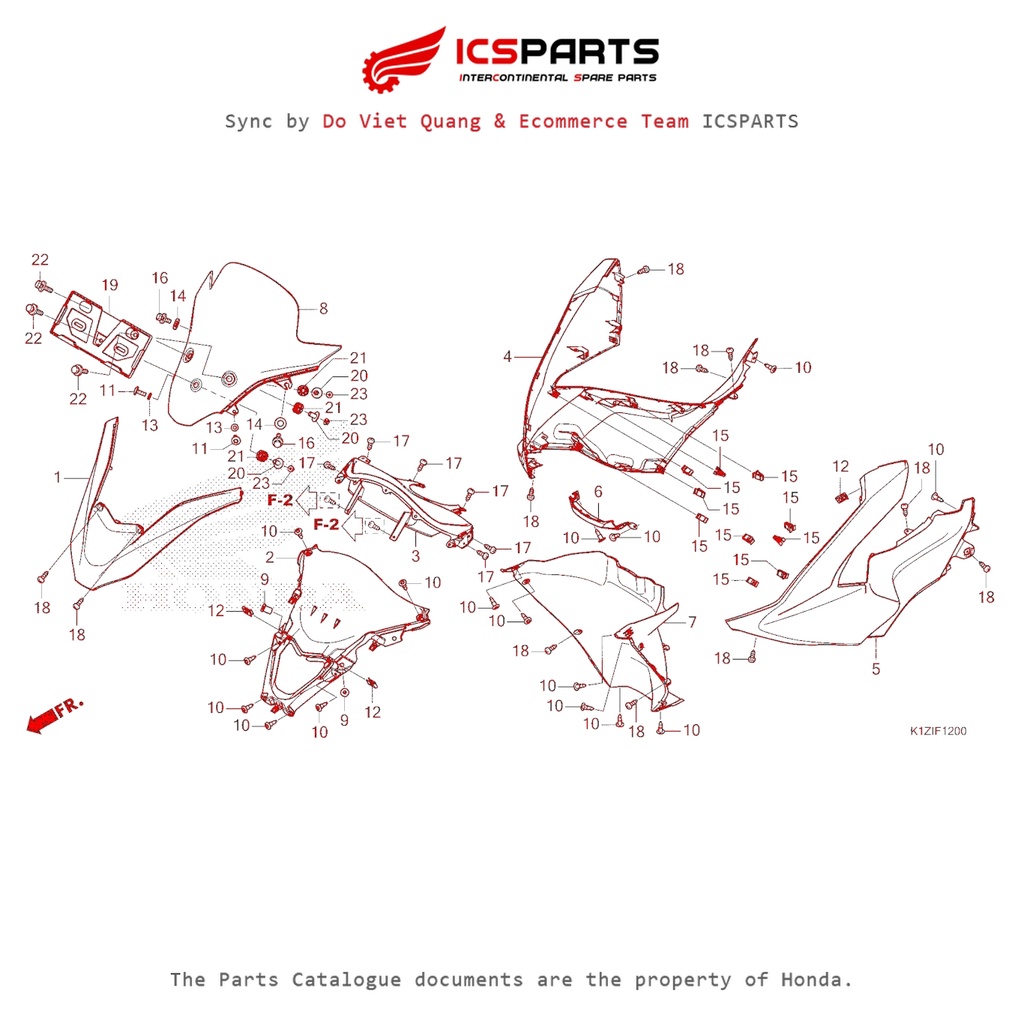0 (F-12 - FRONT COVER - PCX 160 K1Z (2021+)-A) HONDA Pcx 160 K1Z (2021 ...