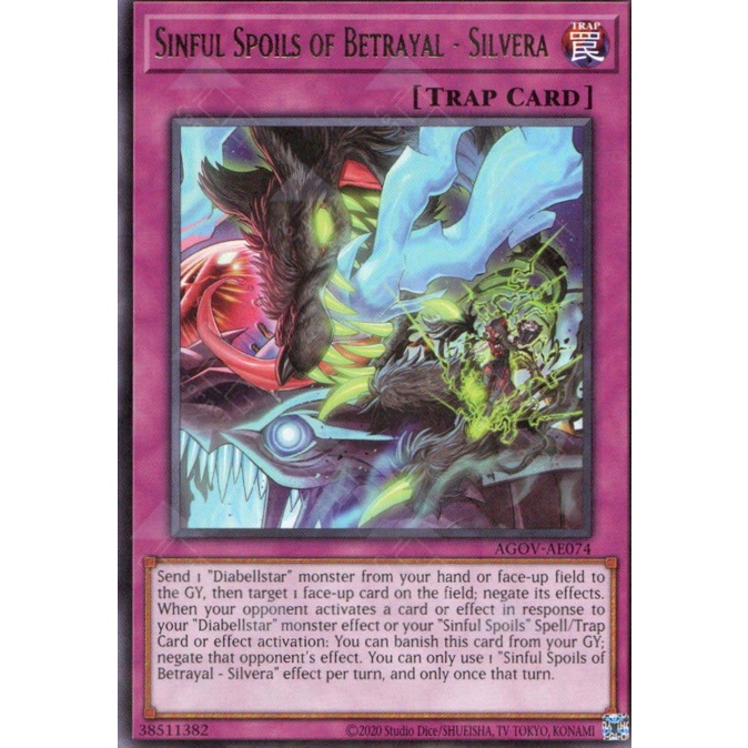 Thẻ bài Yugioh! - AGOV-AE074 - Sinful Spoils of Betrayal - Silvera | Shopee Việt Nam