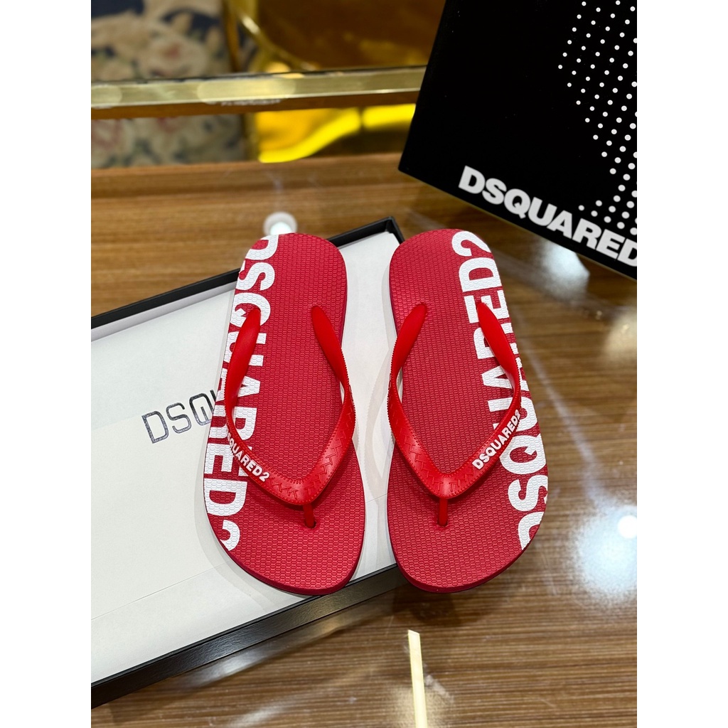 [ QC VIP ] Dép tông, xỏ ngón DSQ2 Đỏ logo chữ Trắng LA on web fullbox ...