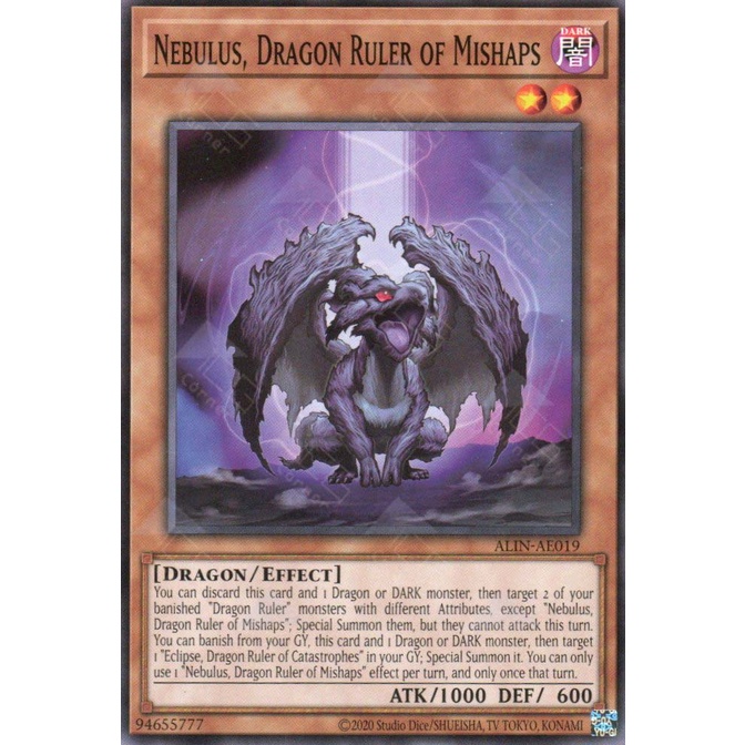 [ Bài Yugioh Chính Hãng ] ALIN-AE019 Nebulus, Dragon Ruler of Mishaps ...