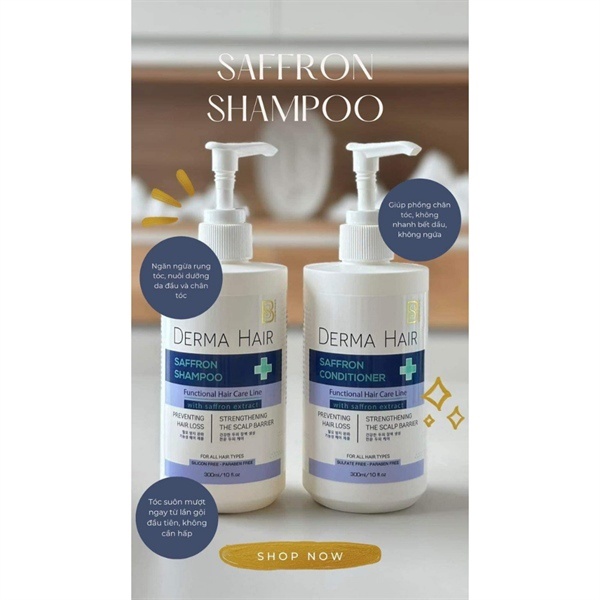 Dầu gội giảm rụng tóc, kích thích mọc tóc nhụy hoa nghệ tây Derma Hair ...
