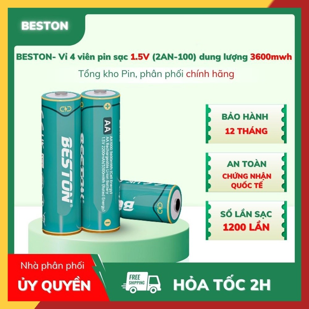 🔋 Vua Pin BESTON 1.5V (2AN-100) 3600mWh: Pin sạc AA, năng lượng cao ...
