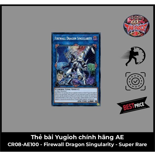 Thẻ bài Yugioh chính hãng AE: CR08-AE100 - Firewall Dragon Singularity - Super Rare | Shopee ...