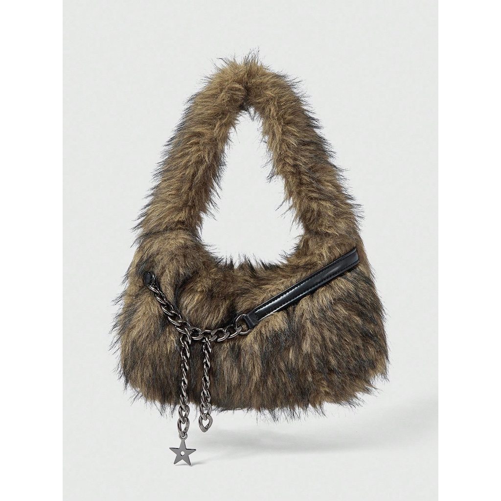 Túi Lông Phong Cách Punk – Vintage Furry Hobo Shoulder Bag for ...