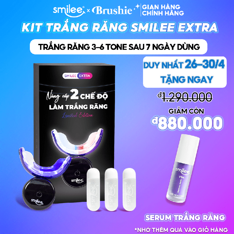 Máy làm trắng răng smilee Extra, trắng từ 3-6 tone sau một liệu trình tại nhà an toàn tiện lợi ...