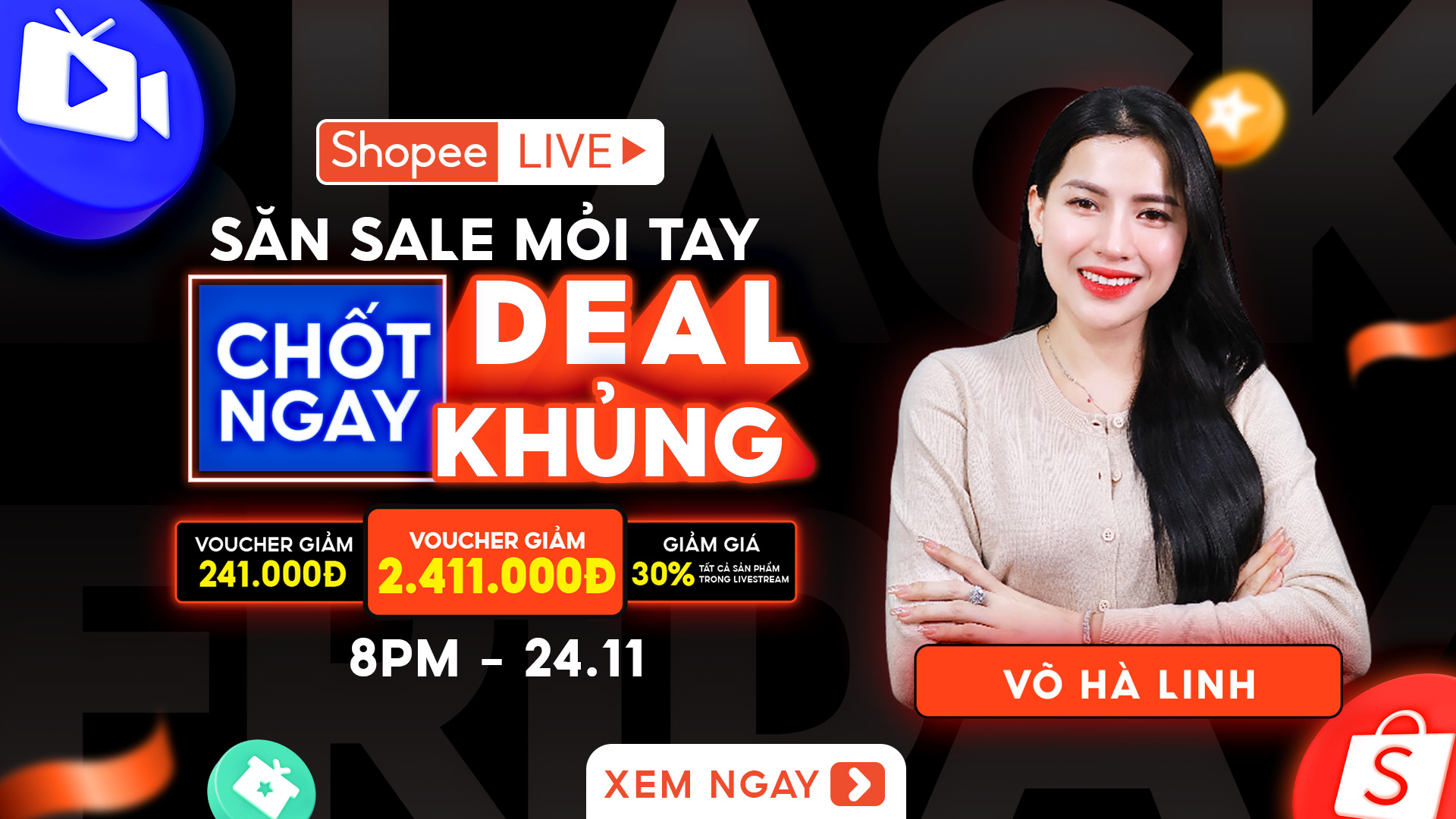 Võ Hà Linh livestream tối thứ 6 24/11 Có làm sập sàn Shoppe Đông Nam