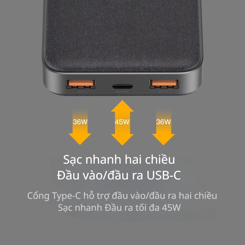 Orsen Pin Sạc Dự Phòng E45 20000mah QC4.0 PD 3.0 45W Cho Máy Tính | Gói Nguồn Hình Chữ c 100% ...