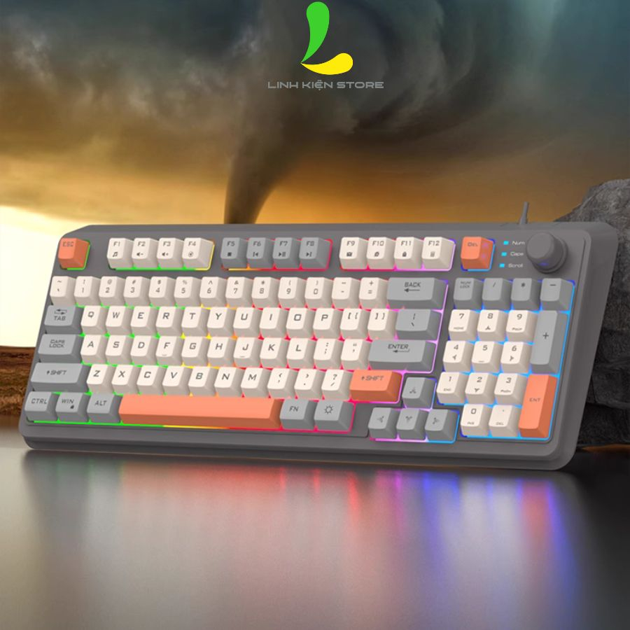 Bàn phím giả cơ gaming XUNFOX K82 / K820 - Bàn phím chơi game thiết kế 94 phím đèn led 7 màu kèm ...