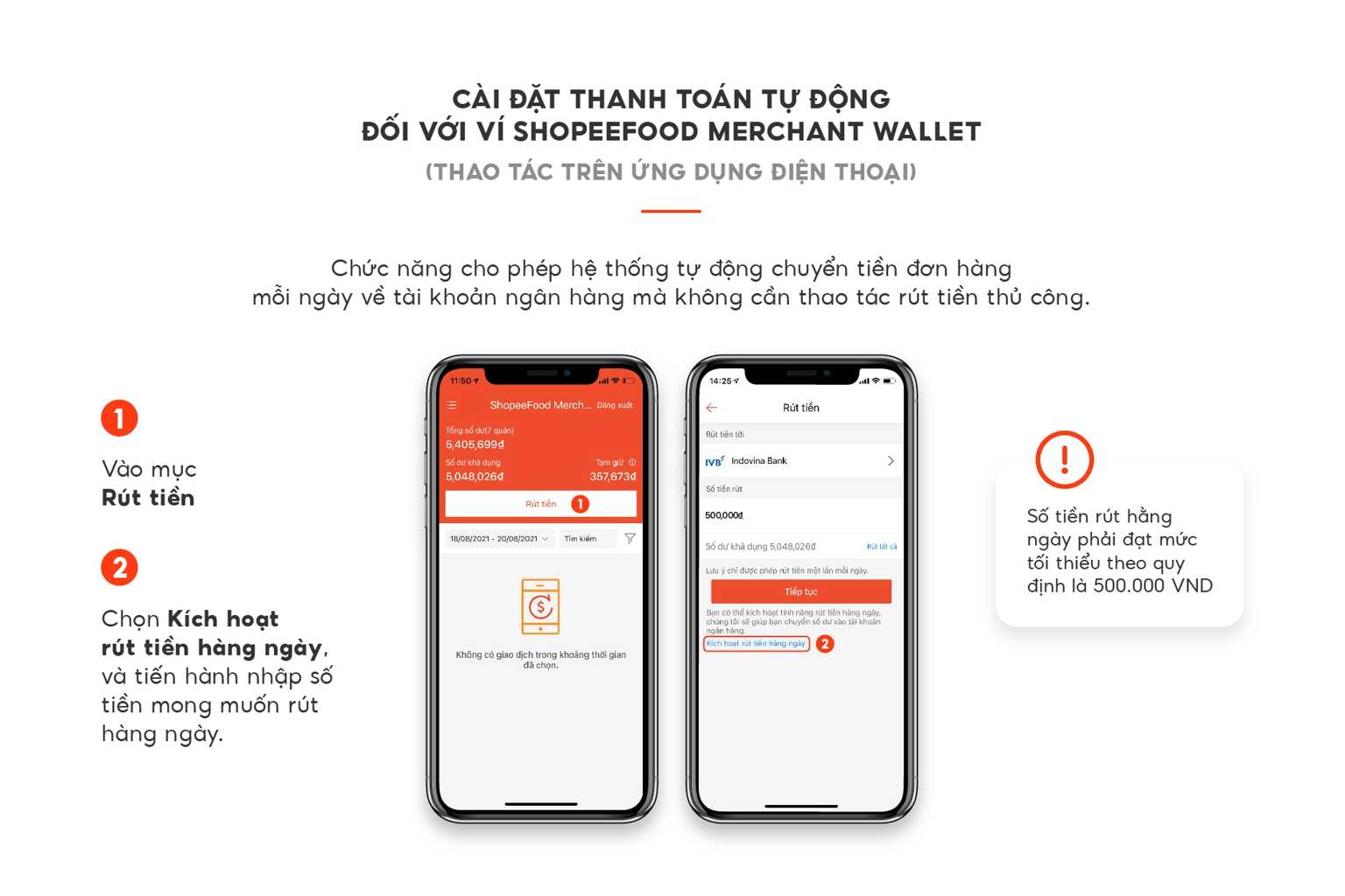 Cài đặt thanh toán tự động qua ShopeeFood Merchant Wallet